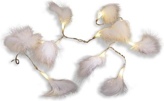 Loberon Lichterkette 2er Set Forres, mit Hellen Federn, warmweiße LEDs, Weihnachtsbeleuchtung, Weihnachtsdekoration, Weihnachten, Kunststoff, Truthahnfedern, 