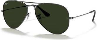 Ray-Ban Aviator Classic Sonnenbrillen Gunmetal Fassung Grün Glas 58-14