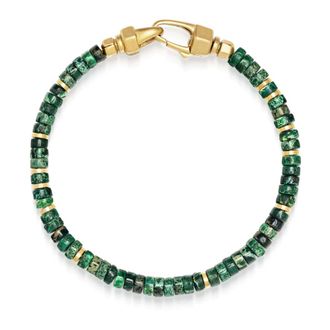 Nialaya Homme, Accessoires, Jaune, Taille: M Dark Green Malachite Heishi Bracelet