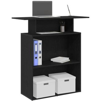 vidaXL Vidaxl - Bureau de r&eacute;ception noir 100x40x104 cm bois ding&eacute;nierie