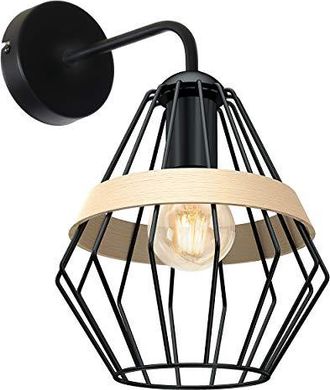 Homemania Wandleuchte, Metall, Schwarz, Holz