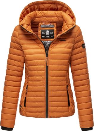 Marikoo Damen Jacke Steppjacke &Uuml;bergangsjacke mit Kapuze gesteppt B600 [B600-Samt-Cinnamon-Gr.S]