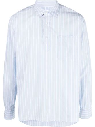 Orlebar Brown chemise ray&eacute;es &agrave; manches longues - Bleu