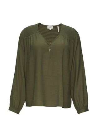 s.Oliver Langarmbluse Bluse Strukturierte Bluse aus Viskosemix mit Smok Details