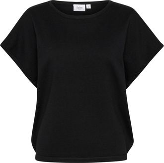 Saint Tropez Femme, Pulls, Noir, Taille: 38 FR Pull Noir avec Col Rond