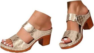 Generic Sandales orthop&eacute;diques &agrave; talon &eacute;pais pour femme - Soutien de la vo&ucirc;te plantaire - Sandales creuses &agrave; bout ouvert - Pantoufles habill&eacute;es d&eacute;t&eacute; confortab