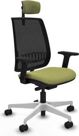 Piqueras y Crespo Ergonomischer B&uuml;rostuhl Alares mit 2D-Armlehnen, h&ouml;henverstellbare Lendenwirbelst&uuml;tze und h&ouml;henverstellbares Kopfteil, Schwarz / Olivgr&uuml;n