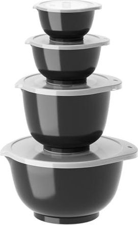 Rosti Mepal Margrethe Schüssel Set, Rührschüssel Set, 8-Teilig mit 4 Rührschüsseln und 4 Deckel, Teigschüssel aus Recycelbarem Kunststoff, 0,25 Liter, 0,5 Liter, 