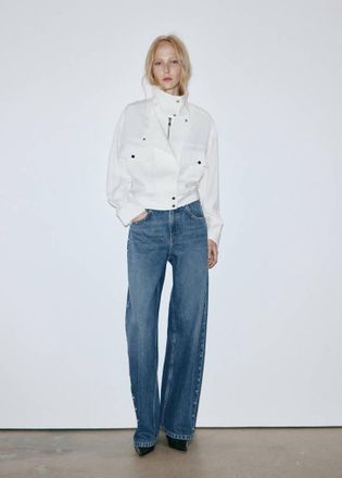 Mango Jeans ballon &agrave; rivets bleu moyen - Femme - 32 - MANGO