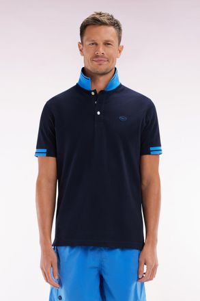 Eden Park Polo &Agrave; Manches Courtes En Coton Marine D&eacute;tails Color&eacute;s Coupe D&eacute;contract&eacute;e