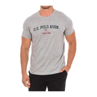 U.S.Polo Association T-Shirt mit Kurzen &Auml;rmeln und Geripptem Ausschnitt - - Tops - Herren - Grau - 2XL