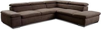 Cavadore Cavadore Ecksofa Alkatraz / Modernes L-Form Schlafsofa mit Bett, Ottomane und verstellbaren Kopfteilen / Maße: 272 x 73 x 226 / Webstoff, Braun