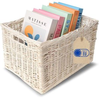 Creative Home Panier de Rangement en Osier Blanc - 40 x 30 x 24 cm