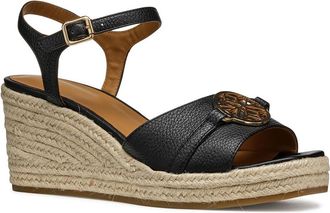 Geox Damen D PANAREA B Wedge Sandal, Black, 39.5 EU