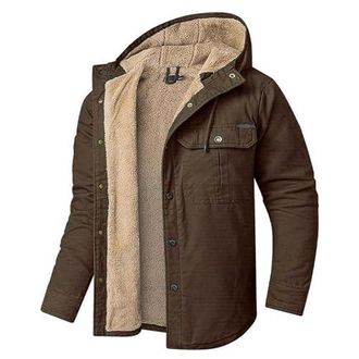 Generic DENGJIAMY Sweat &agrave; capuche &agrave; manches longues et fermeture &eacute;clair pour homme avec doublure en polaire gaufr&eacute;e, Z25 Marron, XXL