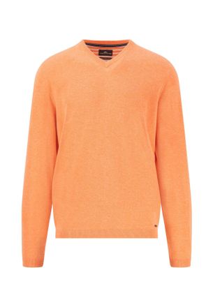 Fynch-Hatton Strickpullover aus Baumwolle mit V-Ausschnitt - AIR Cotton Sunny orange/L