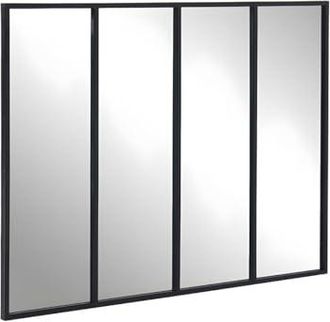 Vente-Unique Miroir fenêtre Atelier Style Industriel en métal - L. 120 x H. 90 cm - Noir - Dudley