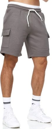 Indicode Herren Dannie Cargo Sweatshorts mit Kordelzug | Herrenshort Sport Trainingshose Pewter, XXL