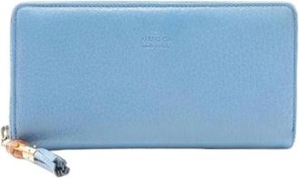 Gucci Portefeuille long en cuir bambou Pre-owned - Femme - Pre-owned - Bleu - Taille: ONE Size