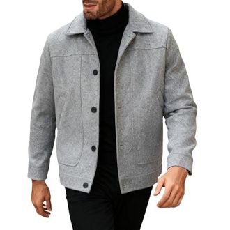 Generic Veste pour homme avec poches - Veste chemise pour homme avec boutonni&egrave;re - Couleur unie - Veste &agrave; revers respirante - Veste de sport l&eacute;g&egrave;re - Veste de