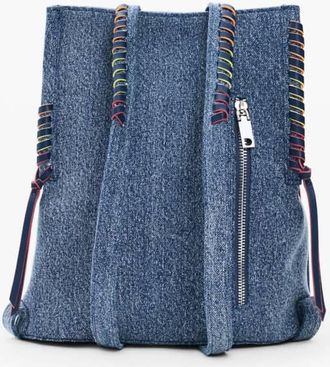 Desigual Kleiner Jeans-Rucksack in Blau mit Herzanh&auml;nger