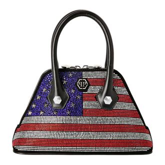 Philipp Plein Sac poign&eacute;e en daim Majestic Strass Drapeau Am&eacute;ricain - Femme - Sacs - Multicolore - Taille: ONE Size