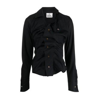 Vivienne Westwood Schwarze Baumwoll-Bluse mit asymmetrischem Design - - Blouses & Shirts - Damen - Schwarzk - S