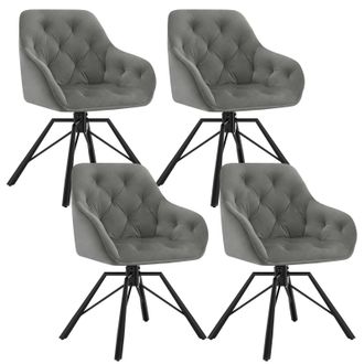 Woltu Esszimmerst&uuml;hle drehbar 4er Set, armlehnst&uuml;hle 360&deg; drehbar, Essst&uuml;hle, K&uuml;chenst&uuml;hle, Polsterst&uuml;hle, Armlehnst&uuml;hle f&uuml;r Esszimmer, Wohnzimmer, mit Meta