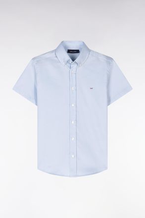 Eden Park Chemise &Agrave; Manches Courtes En Coton Bleu Ciel Coupe Droite