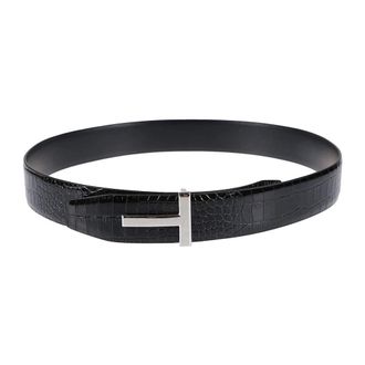 Tom Ford Homme, Accessoires, Noir, Taille: 100 CM T Buckle Reversible Belt