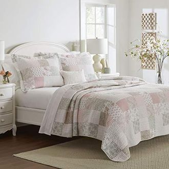 Laura Ashley Celina Parure de lit réversible en Coton avec taies doreiller Assorties, décoration dintérieur, idéale pour Toutes Les Saisons, 100% Patchwork Celina,