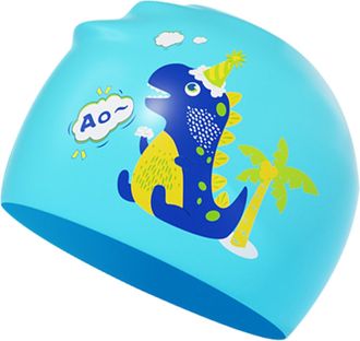 Generico Badekappe f&uuml;r langes Haar, Silikonkappe mit Cartoon-Tiermuster, aus Silikon, f&uuml;r Kinder, M&auml;dchen, Jugendliche, Pool, See, Haus und Ja