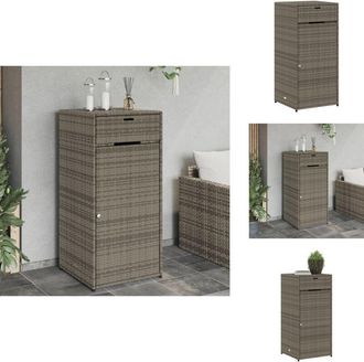 vidaXL Gartenschrank Grau 55x55x111 cm Poly Rattan - Outdoor-Schrank - Gartenschrank - Stauraum - Gartenorganisation - Polyrattan