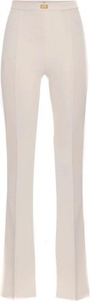 Elisabetta Franchi Femme, Pantalons, Blanc, Taille: 42 FR Pantalon Évasé en Crêpe