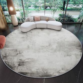Generic Tapis Salon Rond Motif Effet Vieilli textur&eacute; Vintage, Gris Blanc Int&eacute;rieur Tapis De Chambre Rond, Lavable Antid&eacute;rapant Moquette Ronds pour Salon Chamb