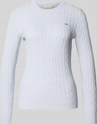 GANT Strickpullover mit Zopfmuster und Label-Stitching