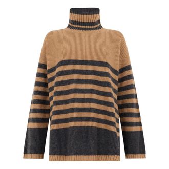 Moorer Vera Pullover mit hohem Kragen und Streifen - - Knitwear - Damen - Mehrfarbig - XS