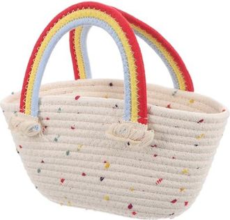 BESPORTBLE CALLARON Paquet Fourre-Tout Tiss&eacute; Arc-en-Ciel Blanc Grosse Taille 28X17X15 CM pour Femmes Cabas d&Eacute;t&eacute; L&eacute;ger Polyvalent Panier de Rangement Pratique &agrave; M