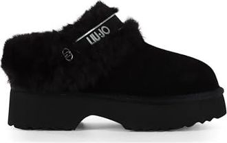 Liu Jo Chaussures type mule en cuir synth&eacute;tique, noir, semelle avec plateforme, doublure douce, Noir, 41 EU
