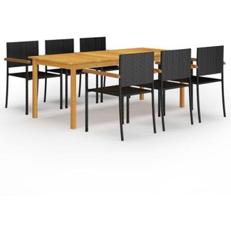 vidaXL vidaXL Ensemble &agrave; manger de jardin 7 pcs Noir
