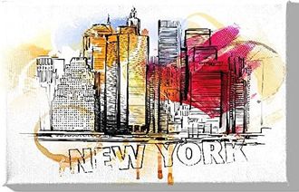 Homemania HM20KNV45x70-269 Bild Stadt - Zitate - für Wohnzimmer, Schlafzimmer - Mehrfarbig aus Polyester, Holz, 45 x 3 x 70 cm