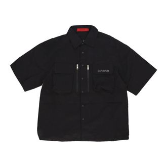 Acupuncture Schwarzes Kurzarmhemd mit Taschen - - Shirts - Herren - Schwarzk - S