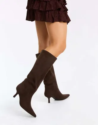 Bershka Bottes &agrave; petit talon - Marron