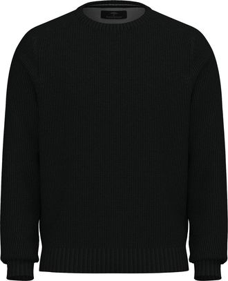 Fynch-Hatton Strickpullover aus Baumwolle mit Strukturmuster und Rundhalsausschnitt Navy/M