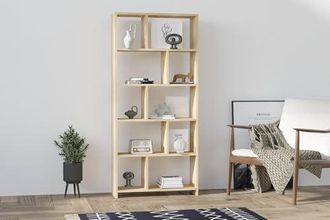 Hanah Home Sapphire Bookshelf, 70 cm x 161.8 cm x 22 cm | 100% Melamine Coated Particle Board, 18 mm Thick | Wall-Mountable, Multiple Shelves, Stylish Storage So