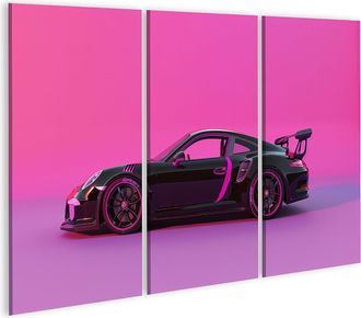 Islandburner Prime Bild auf Leinwand Sportwagen mit pinkem Hintergrund und Akzenten f&uuml;r Wohnzimmer Auto- Autohaus Bilder Wandbilder Poster