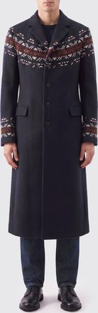 Dries Van Noten Manteau long &agrave; boutonnage simple en laine m&eacute;lang&eacute;e &agrave; motif ethnique