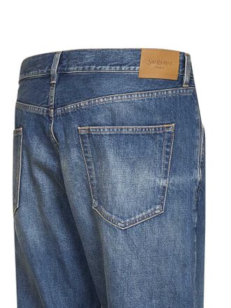 Saint Laurent Straight-Leg Cotton Denim Jeans - Blue