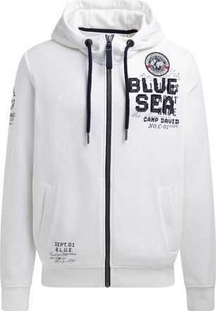 Camp David Herren Sweatjacke mit Kapuze und Artworks Ivory, XL