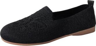 Generic Chaussures plates pour femme - Large largeur - En maille - Couleur unie - Respirantes - L&eacute;g&egrave;res - Confortables - Chaussures d&eacute;contract&eacute;es &agrave; enfiler - 